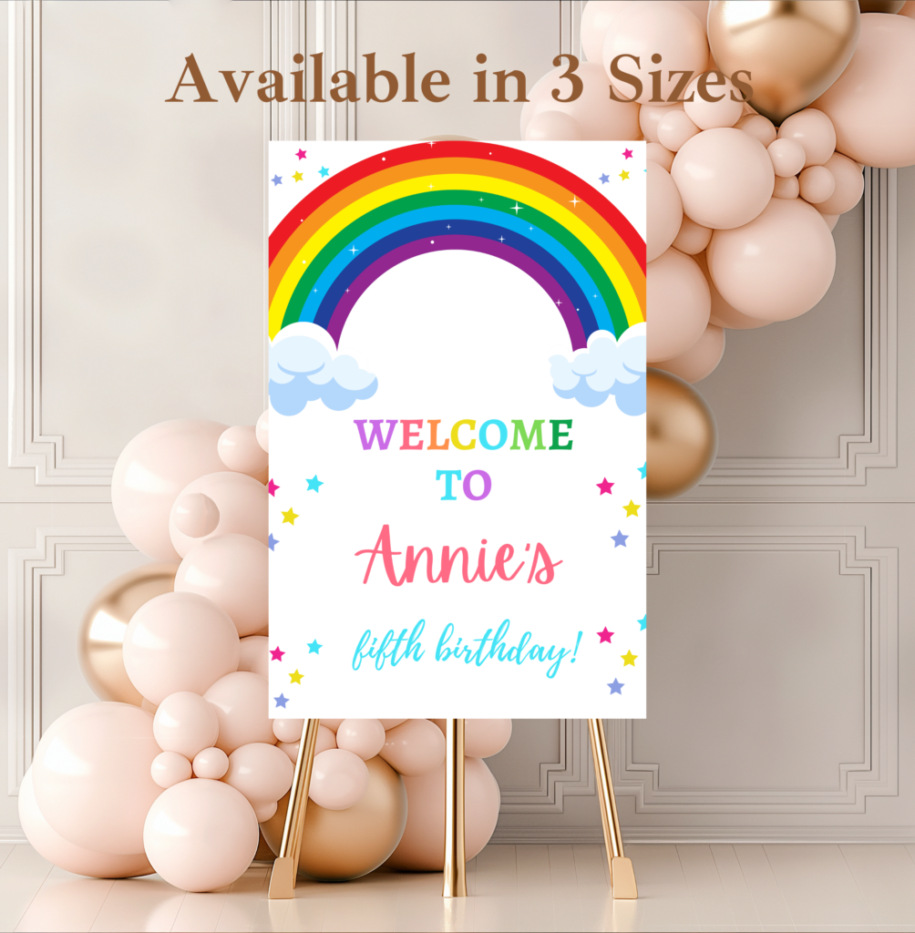 Editable Rainbow Birthday Welcome Sign Template - Creative Perch