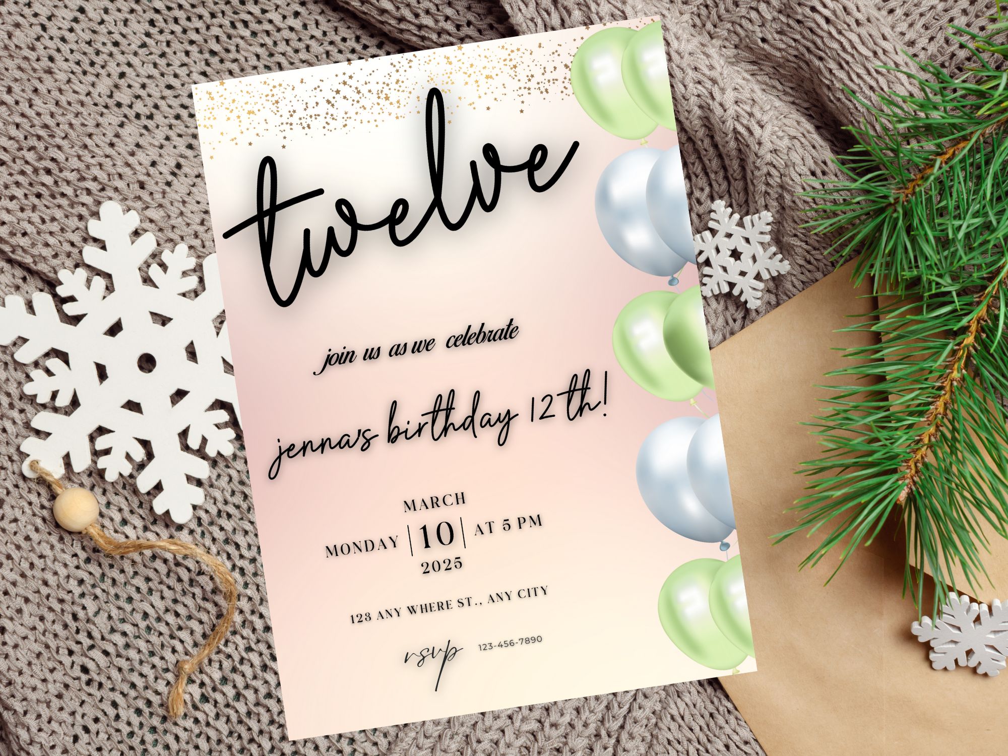 Editable Balloon Birthday Invitation Template - Creative Perch