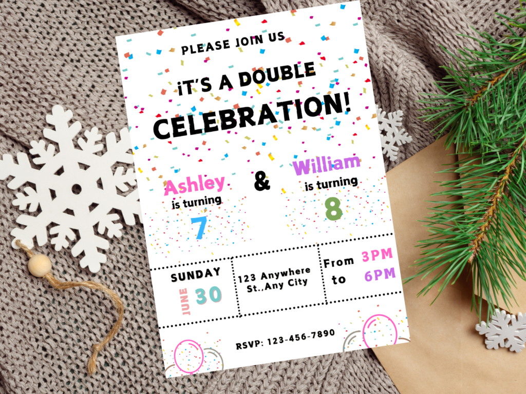 Editable Joint Birthday Party Invitation Template - Creative Perch