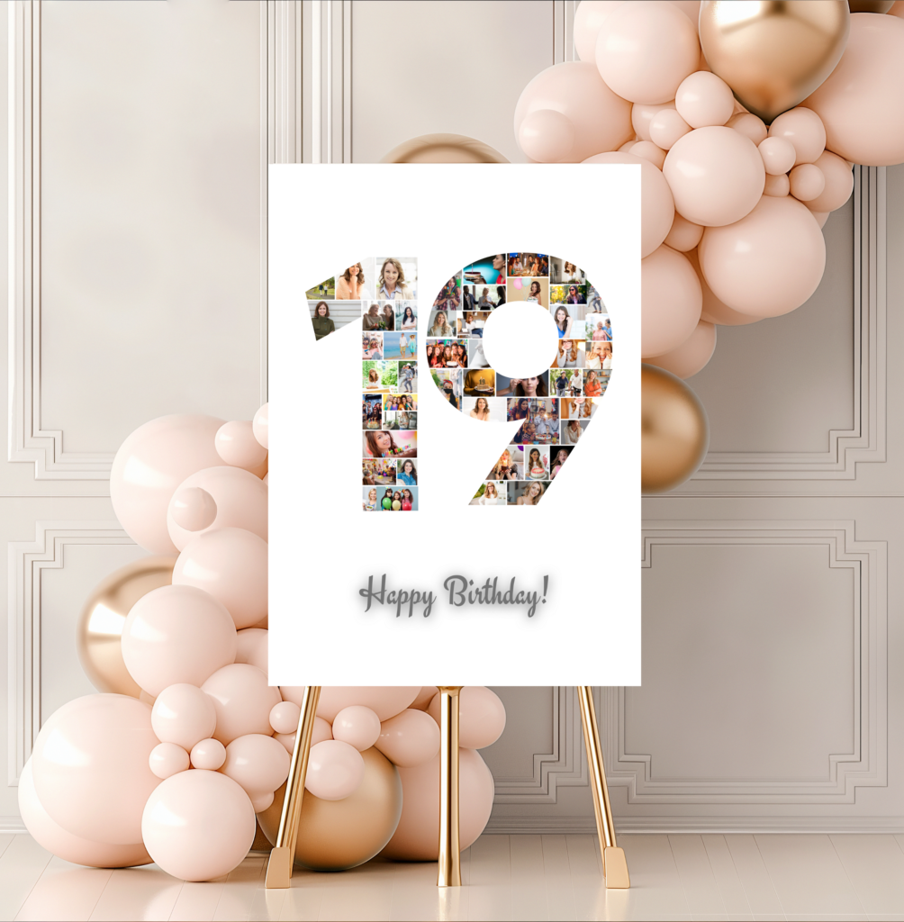 19th Birthday Photo Collage Template - Creative Perch