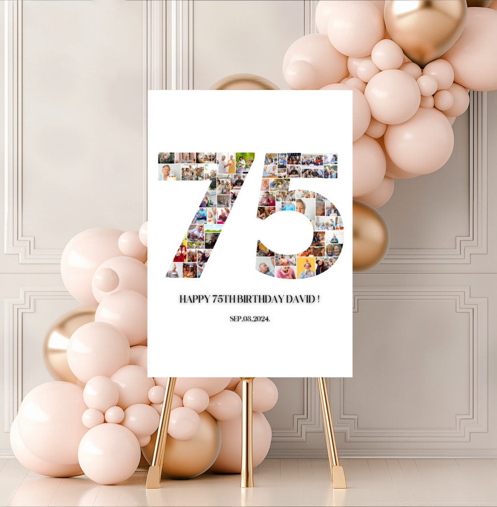 75th Birthday Photo Collage Template - Creative Perch