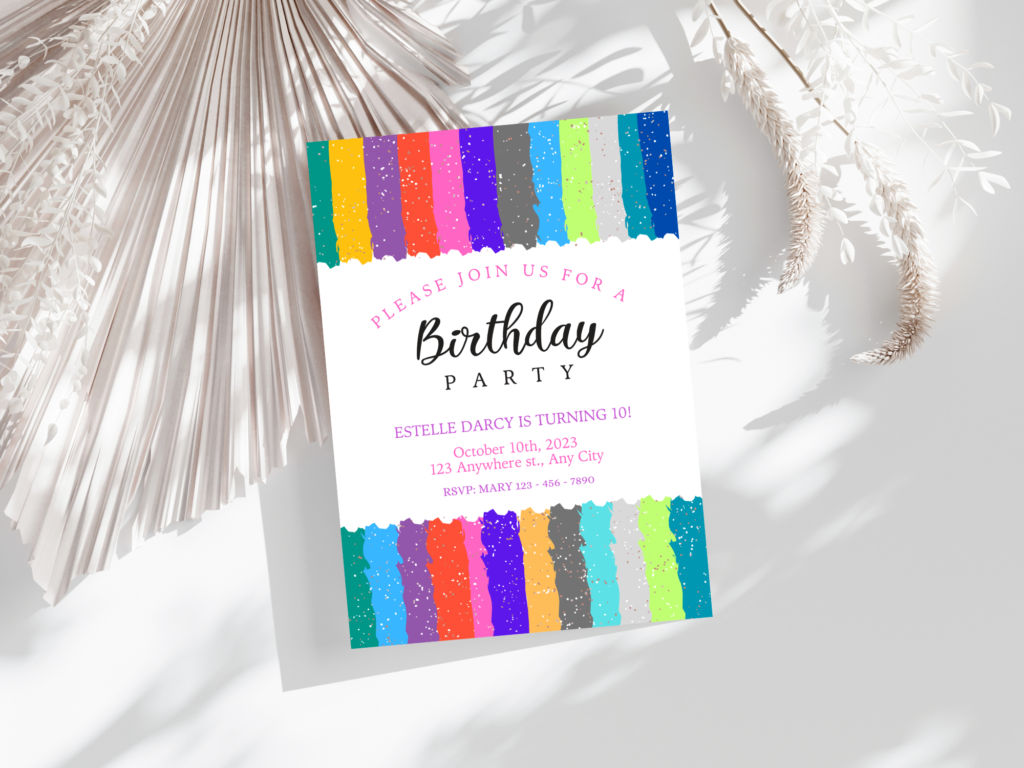 Editable Colorful Birthday Party Invitation Template - Creative Perch