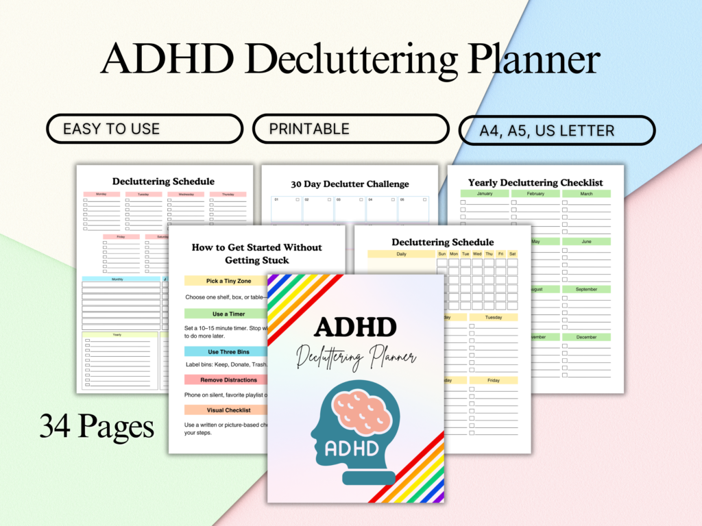 Printable ADHD Cleaning Planner, Family Household Cleaning Schedule ...