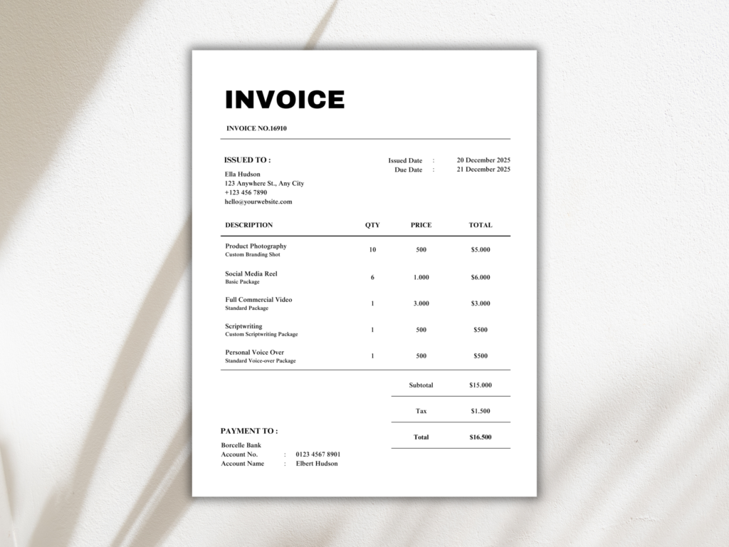 Editable Invoice Template for Small Business
