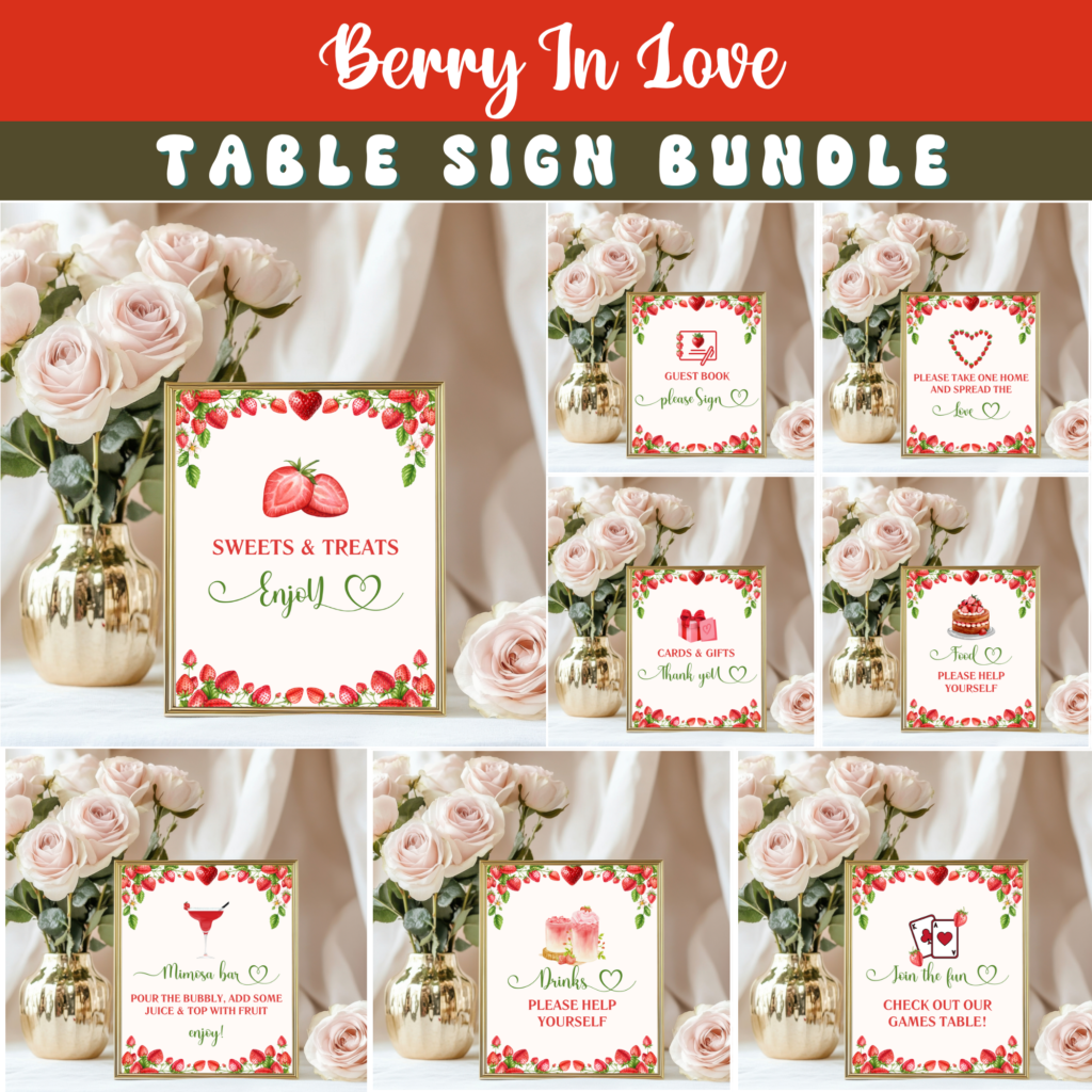Berry In Love Table Sign Bundle