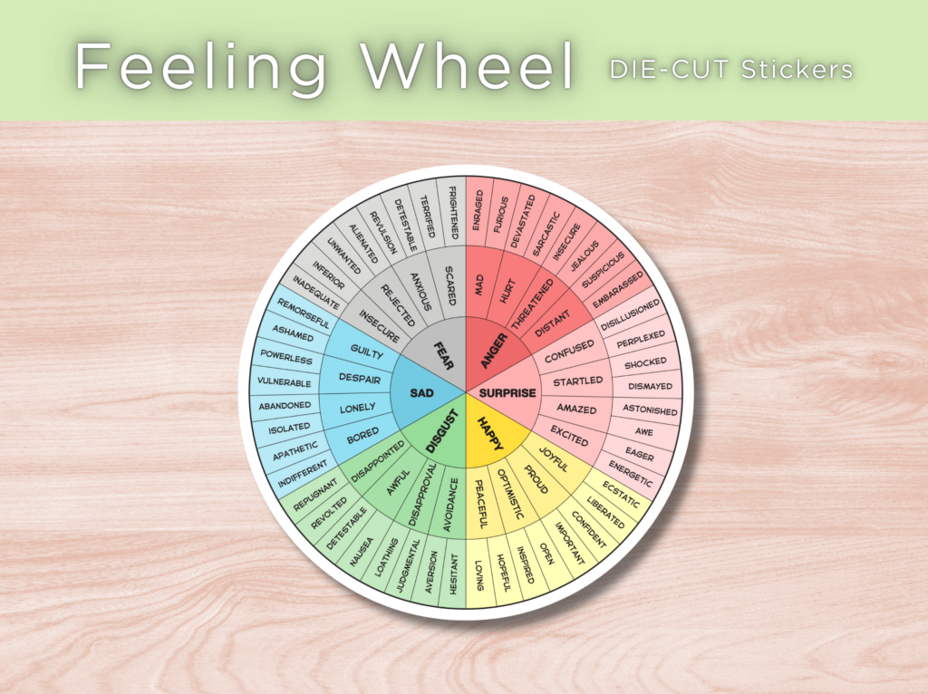 Feelings Wheel Sticker - Emotional Awareness Decal for Therapists