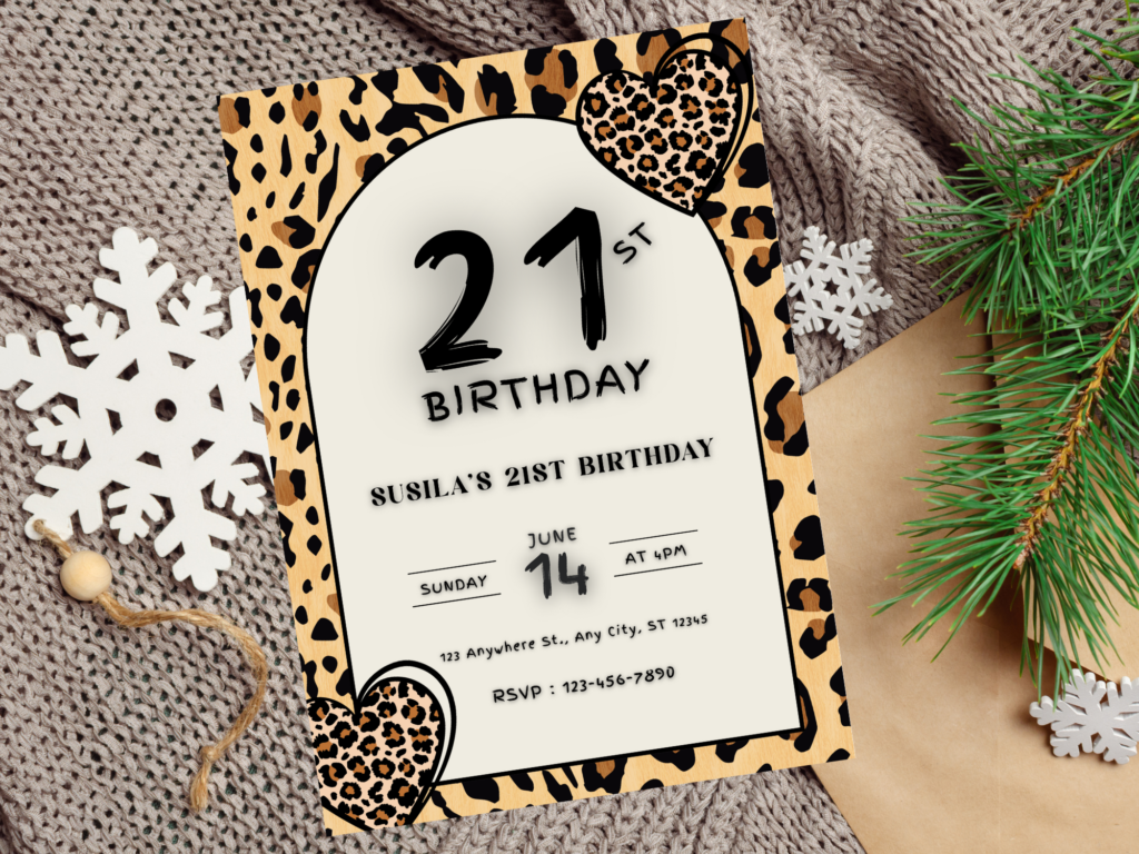 Editable Cheetah Print Birthday Invitation