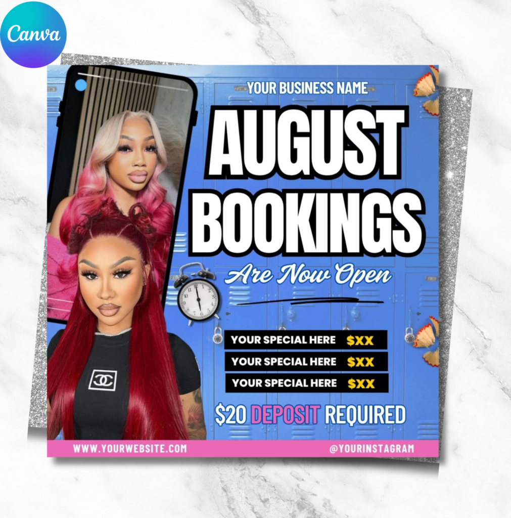 August Salon Booking Flyer