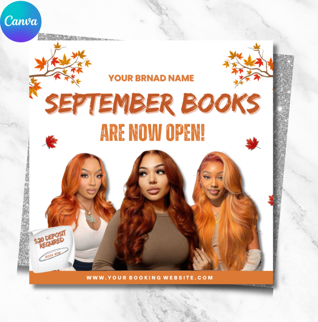 September Booking Flyer | Editable Canva Template - Creative Perch