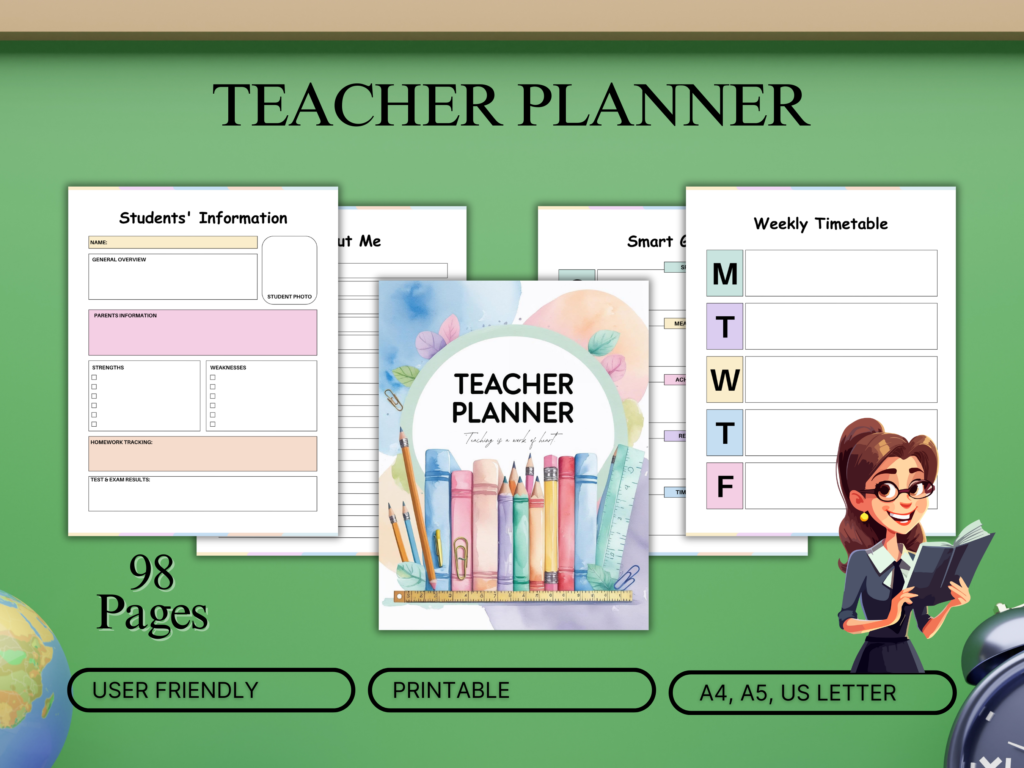 Rainbow Teacher Planner Printable