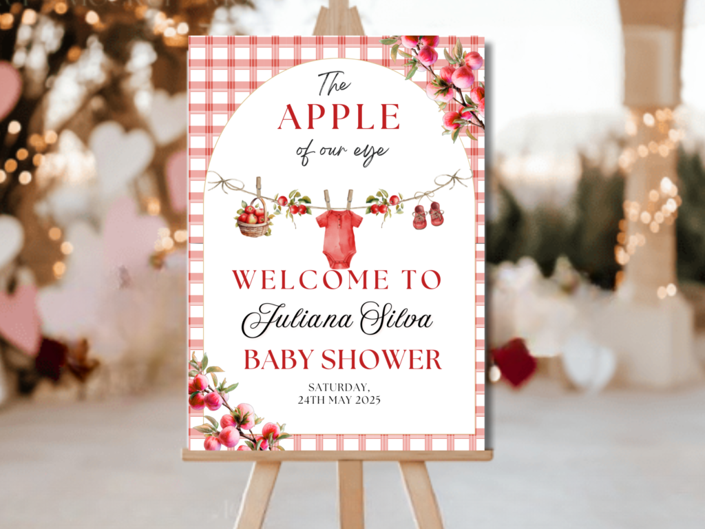 Apple Baby Shower Welcome Sign, Apple of Our Eye Theme - Creative Perch
