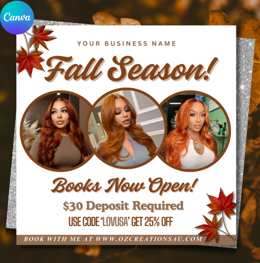 Fall Booking Flyer Template for Beauty Pros - Creative Perch