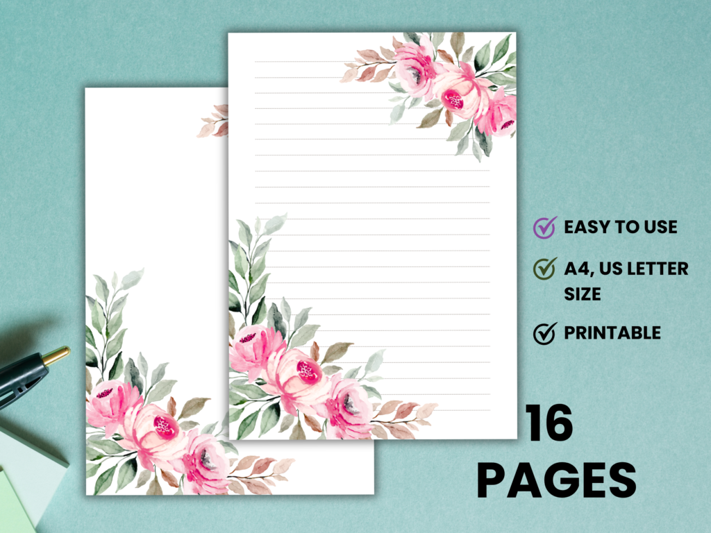 Floral Writing Paper – Lined & Unlined A4 Stationery - Creative Perch