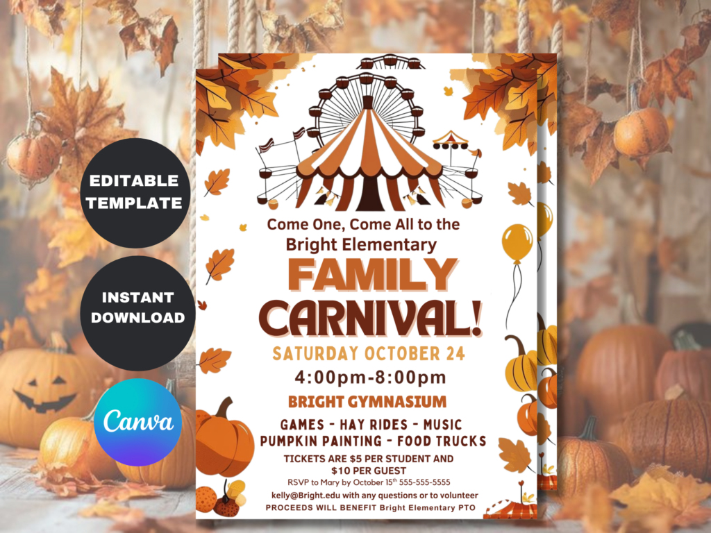 Editable Fall Carnival Flyer Template | Autumn Festival - Creative Perch