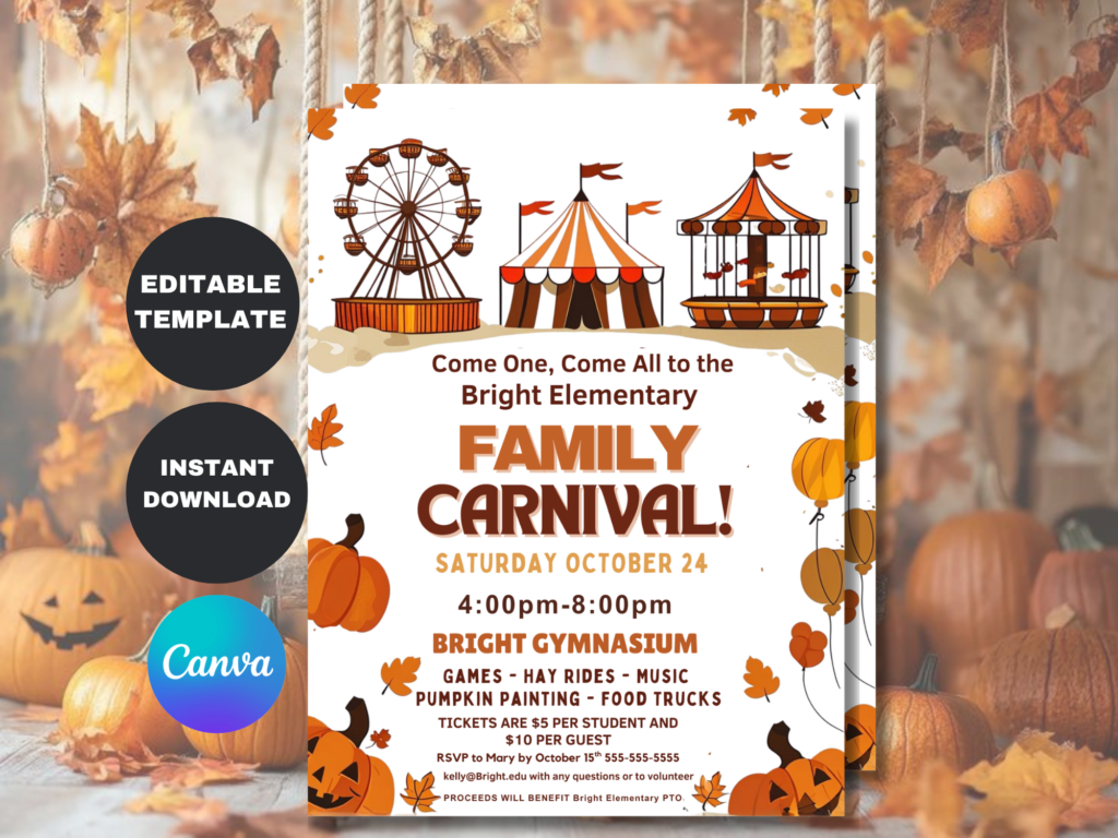Editable Fall Carnival Flyer Template - Creative Perch