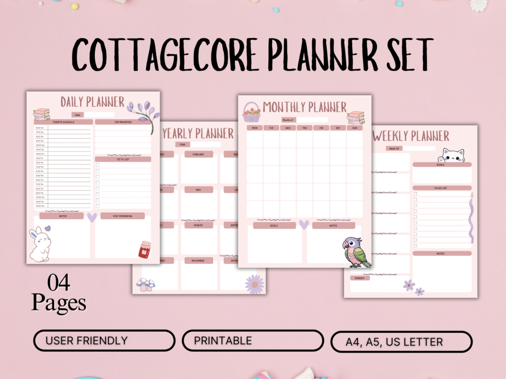 Cottagecore Planner Set | Aesthetic Productivity Template - Creative Perch