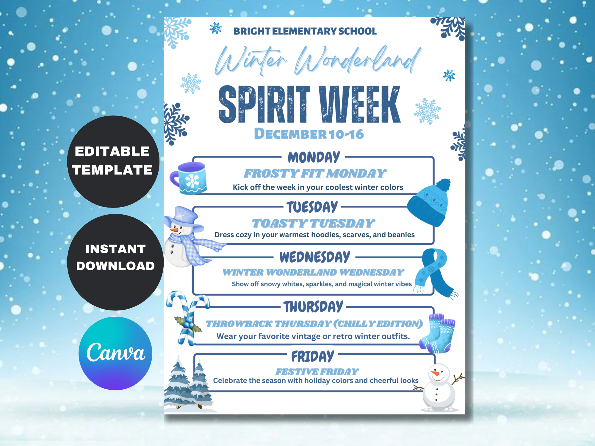 Winter School Spirit Week Flyer - Creative Perch